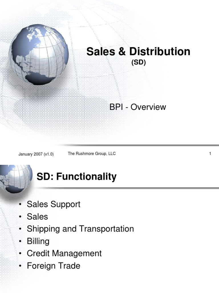 Sales & Distribution Overview Guide | PDF