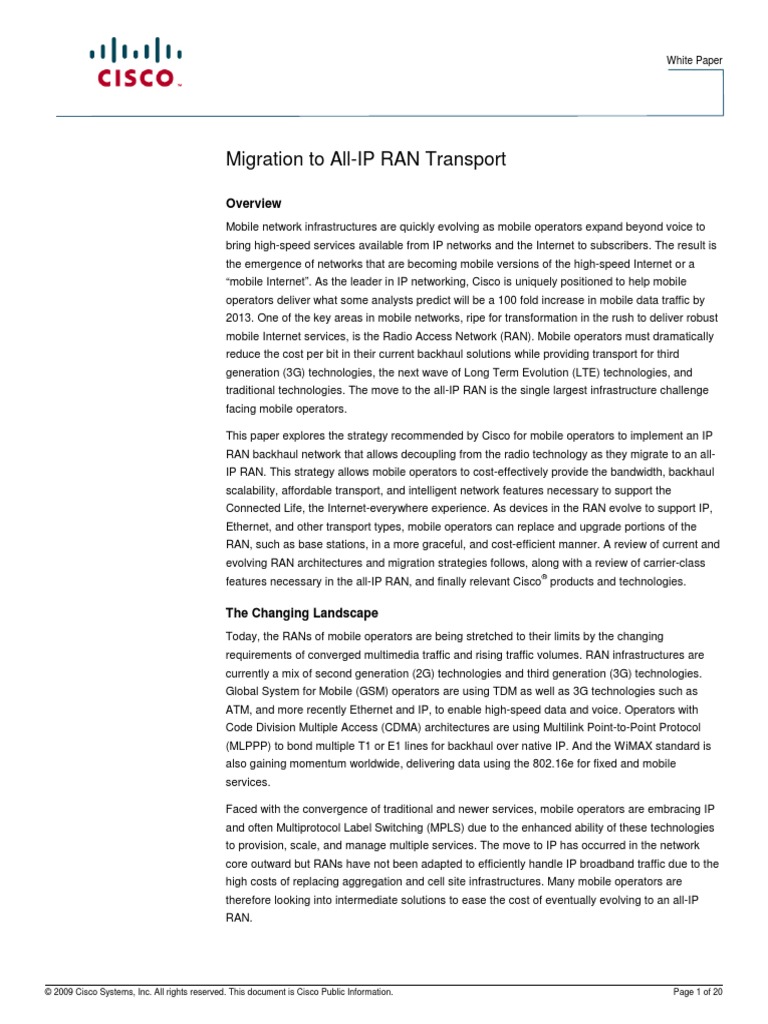 Cisco Migration Toall IP RAN Transport | PDF | Multiprotocol Label Switching | Networking