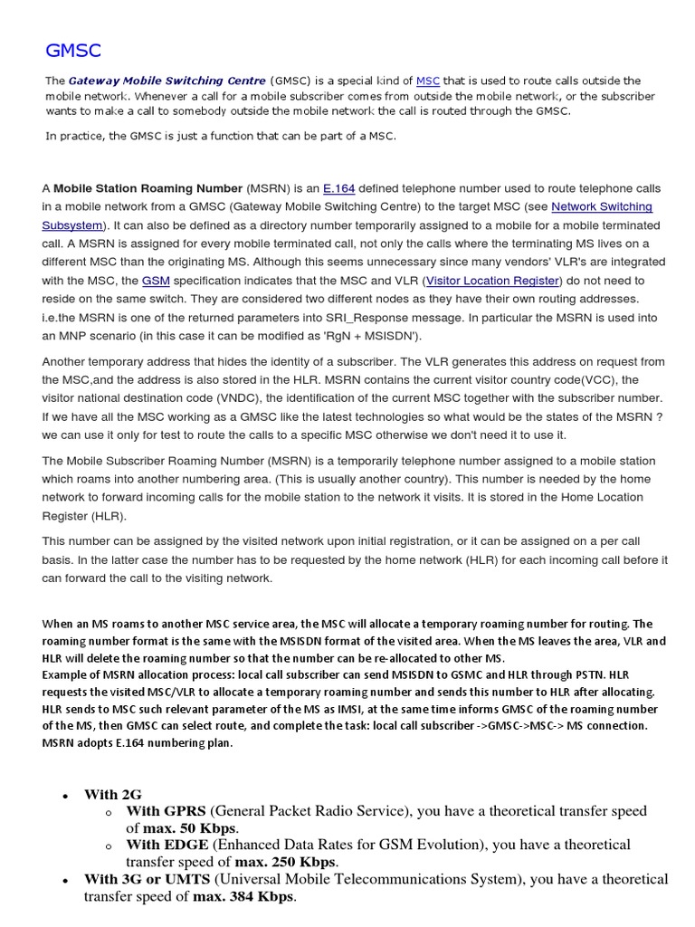 Explaining the Role and Functionality of the Gateway Mobile Switching ...
