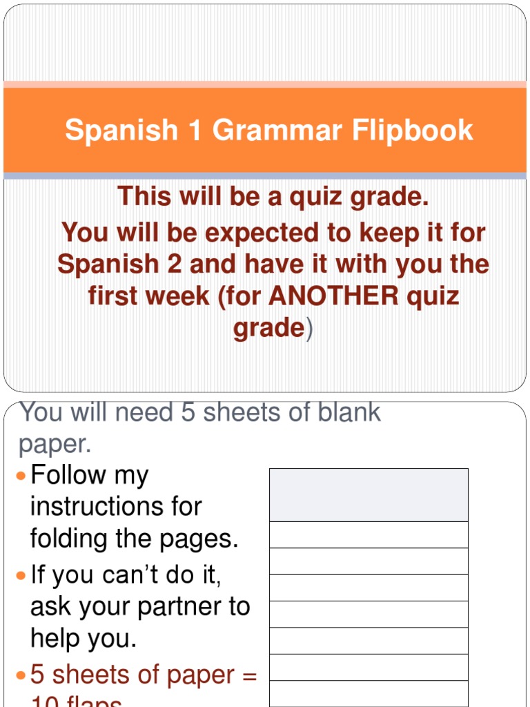 Spanish 1 Grammar Flipbook Guide | PDF | Grammatical Conjugation | Rules
