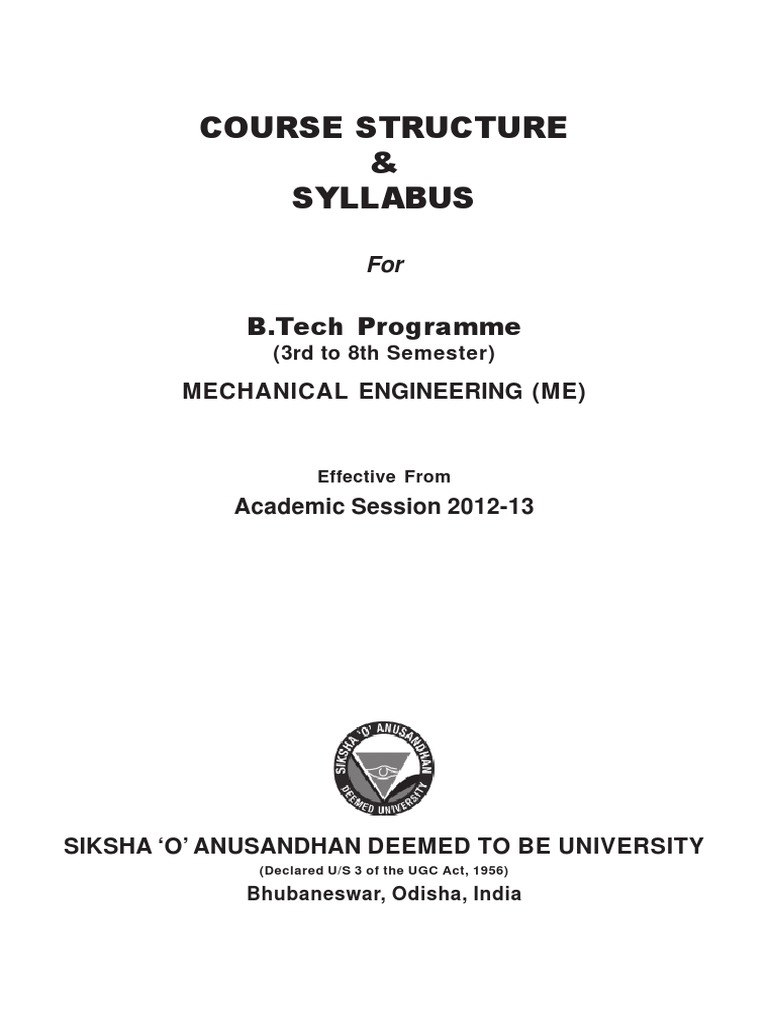 Course Structure & Syllabus: B.Tech Programme | PDF | Turbomachinery ...