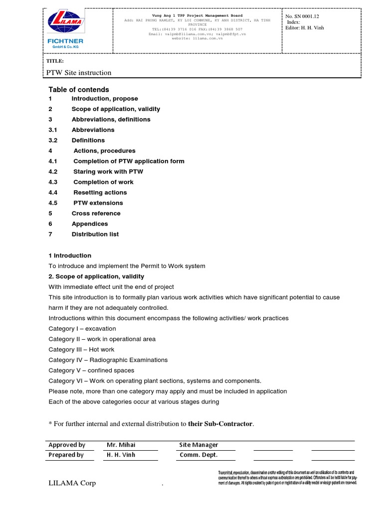 PTW Site Instruction | PDF | Government Information | Government
