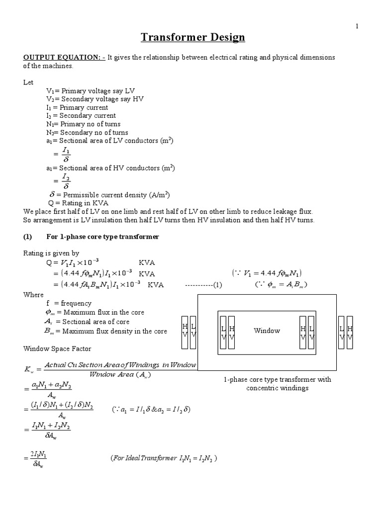 Transformer Design and Rating Equations | PDF | Teaching Methods ...