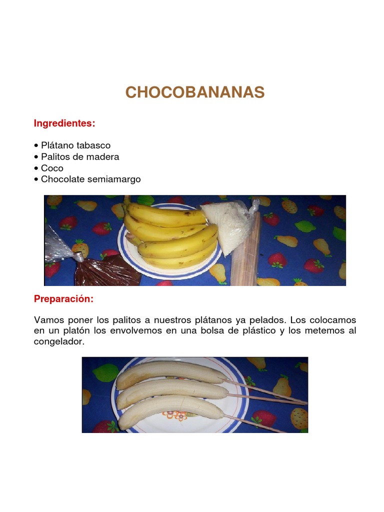 Receta fácil de chocobananas paso a paso | PDF