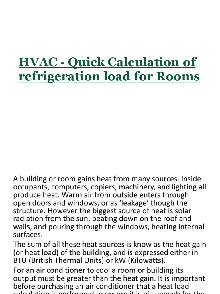 HVAC - Quick Calculation of Refrigeration Load | PDF | Air Conditioning ...