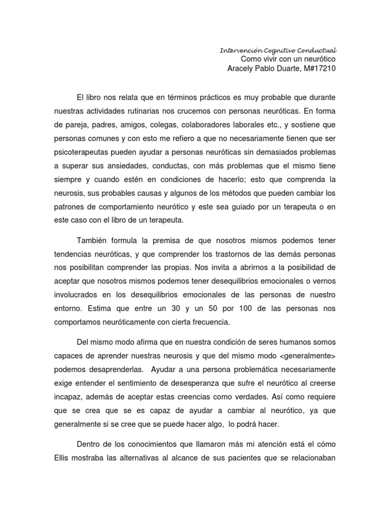 Como Vivir Con Un Neurotico | PDF | Neurosis | Psicosis