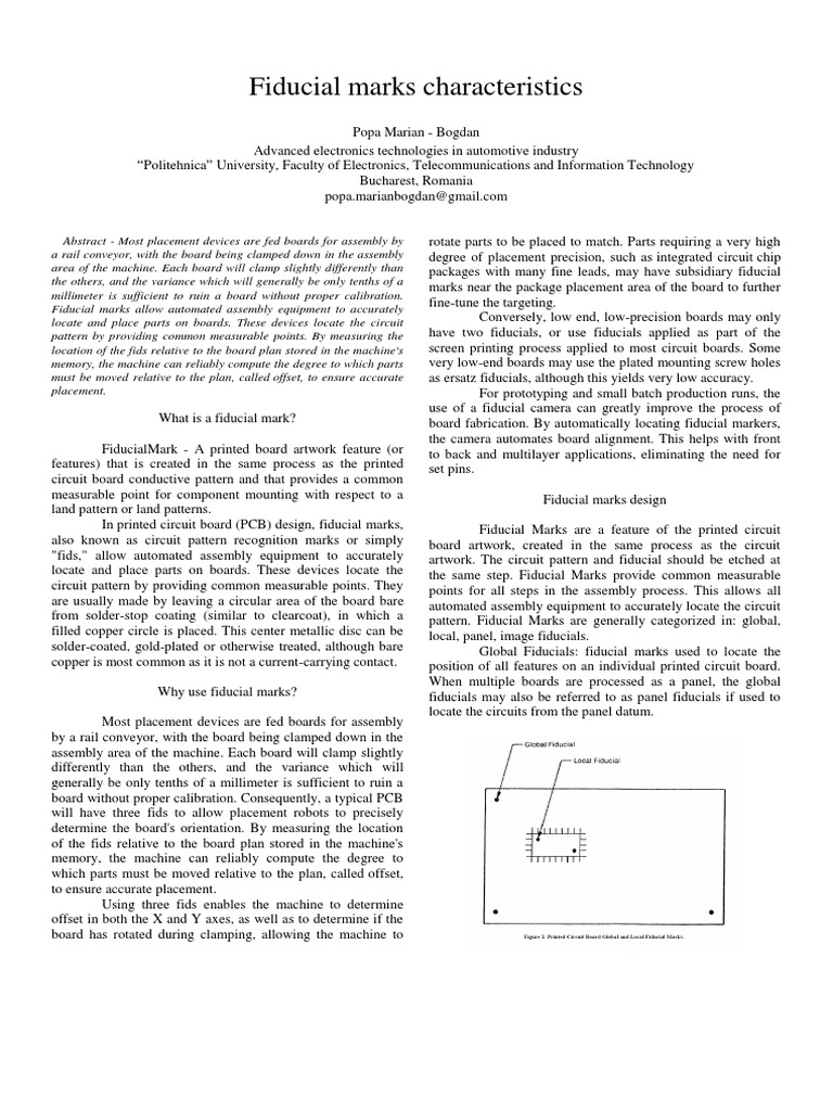 Fiducial Marks Characteristics - Paper | PDF | Electronic Engineering ...