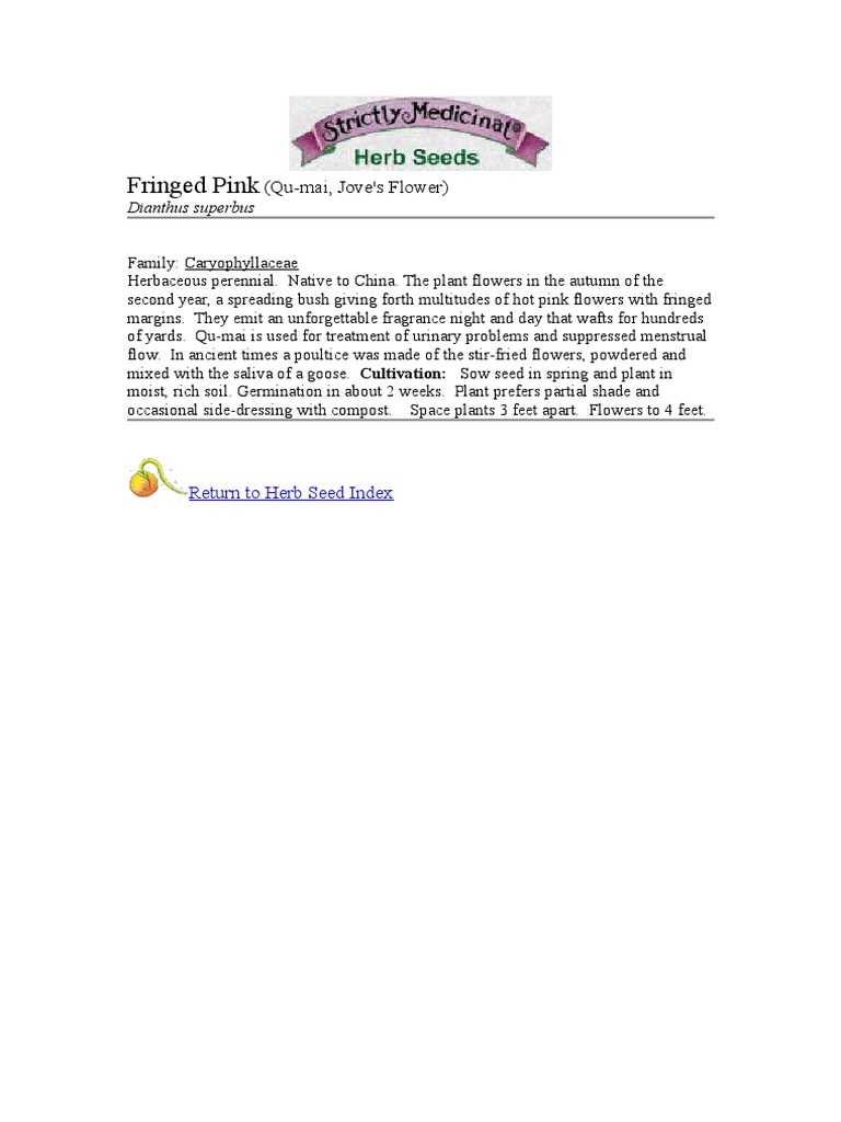 Fringed Pink: (Qu-Mai, Jove's Flower) | PDF