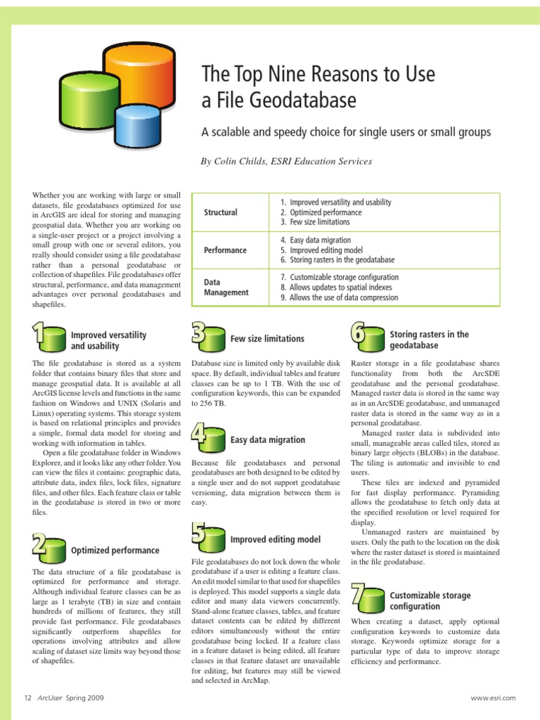 Top 9 Benefits of File Geodatabases | PDF | Data Compression | Arc Gis