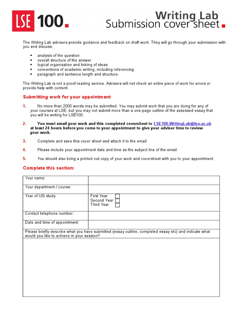 Writing Lab Submission Guidelines | PDF