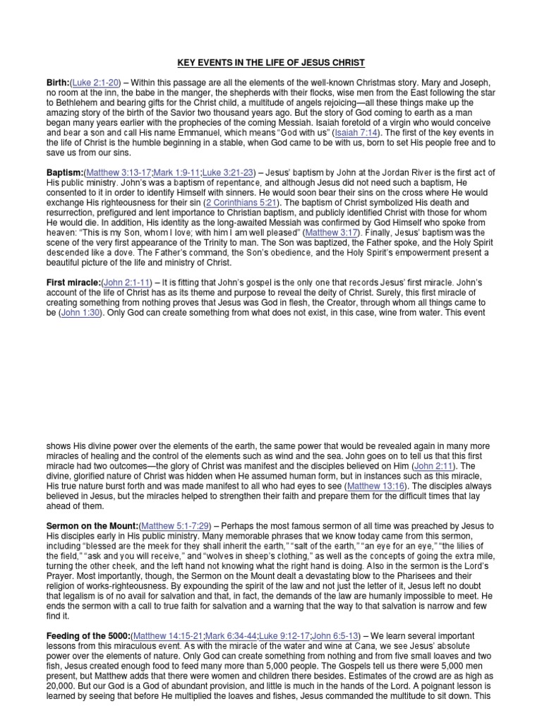 Key Events in The Life of Jesus Christ | PDF | John The Baptist ...