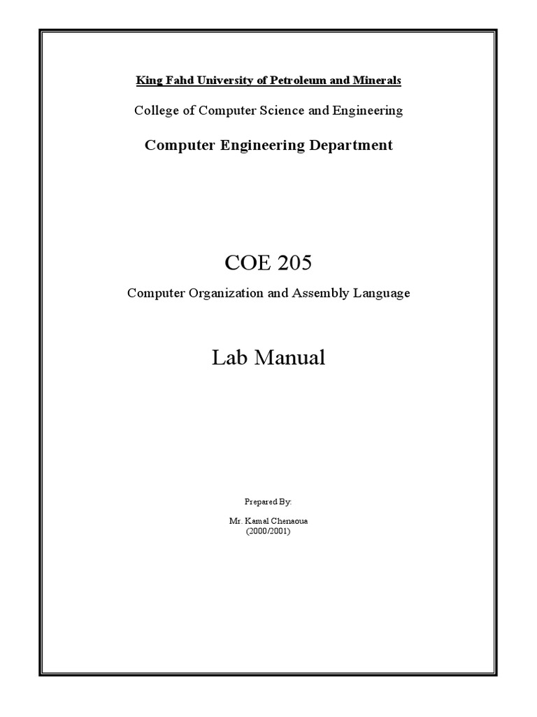 COE 205 Lab Manual | PDF | Assembly Language | String (Computer Science)