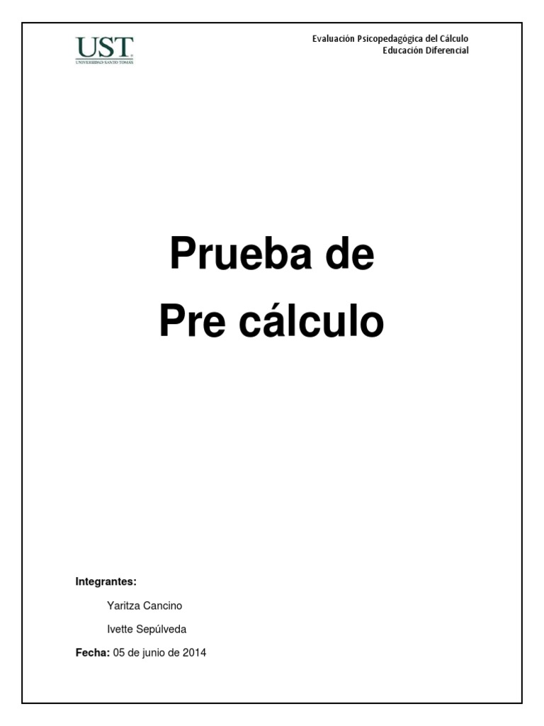 Prueba de Precalculo | PDF | Cálculo | Enseñanza de matemática