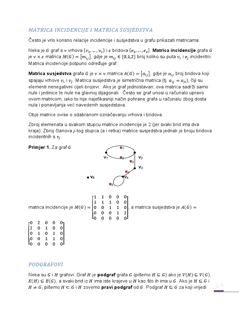 Matrica Susedstva I Incidentna Matrica | PDF