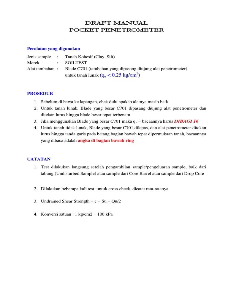 Pocket Penetrometer & Torvane Manual | PDF