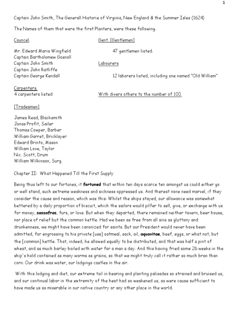 The General History of Virginia by Captain John Smith 1 | PDF