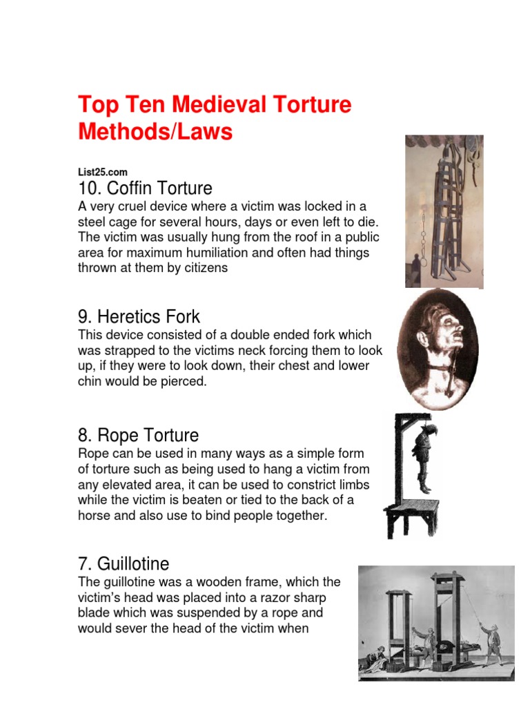 Top Ten Medieval Torture Methods | PDF | Crucifixion | Torture