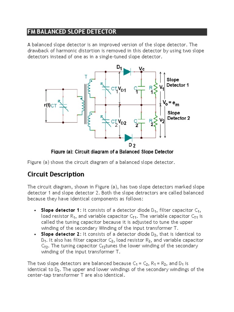 FM Balanced Slope Detector | Detector (Radio) | Electrical Circuits