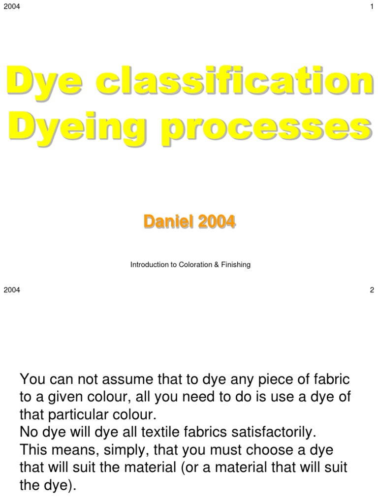 Classification of Dyes | PDF | Dye | Dyeing