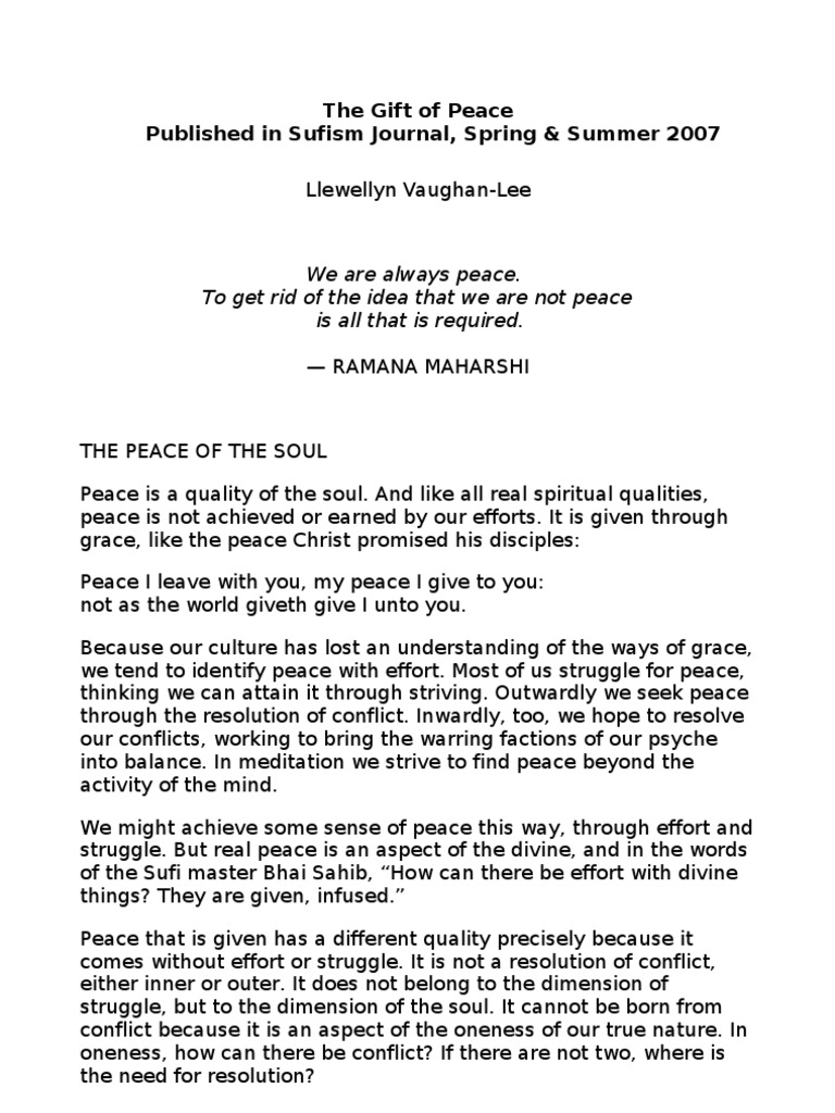 The Gift of Peace | PDF | Spirituality | Soul