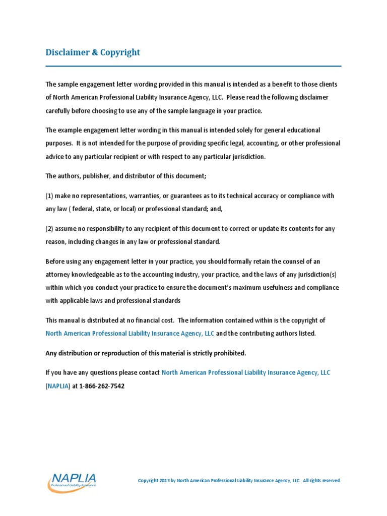 Combined Audit Tax Engagement Letter Sample Naplia 2013 | PDF ...