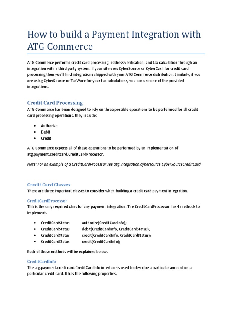 How To Build A Payment Integration With ATG Commerce | PDF | Credit ...