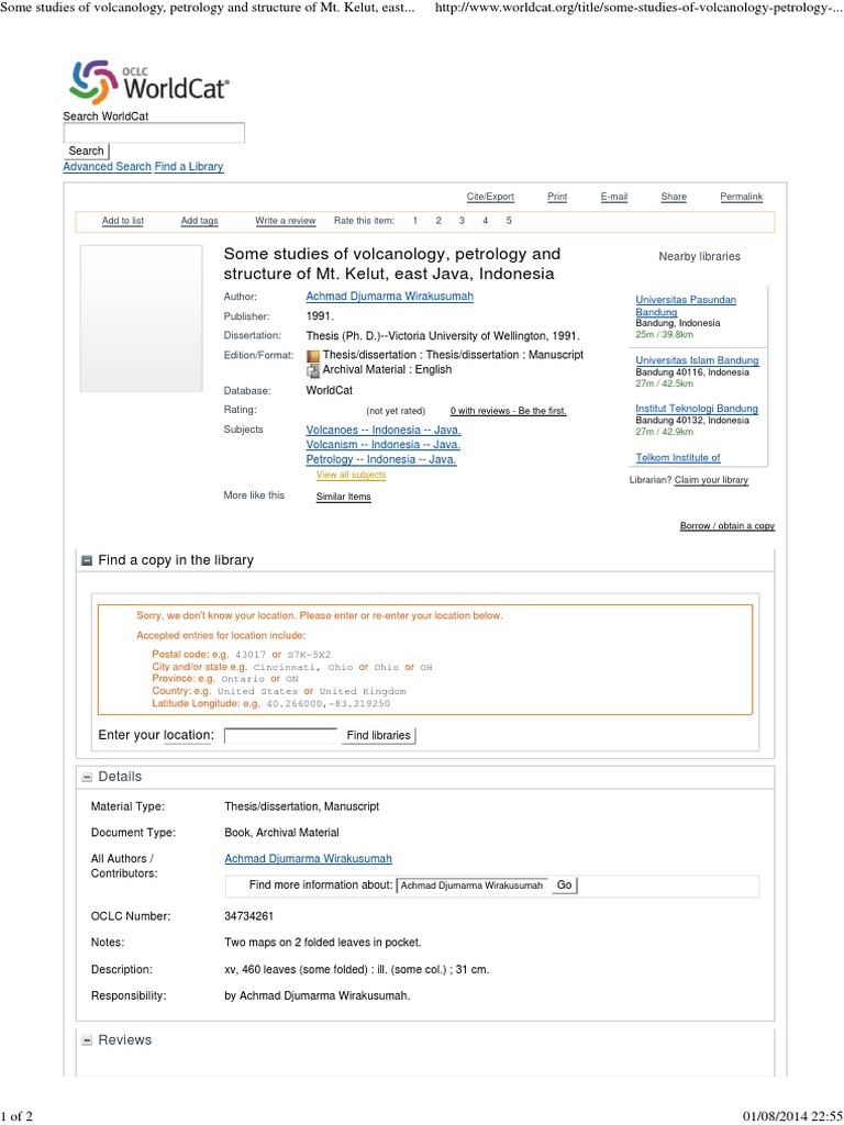 Some Studies of Volcanology, Petrology and Structure of Mt. Kelut, East Java, Indonesia (Book ...