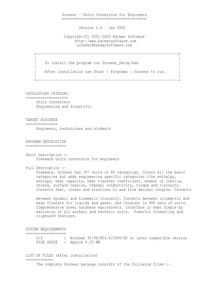 ReadMe Uconeer - Units Conversion For Engineers | PDF