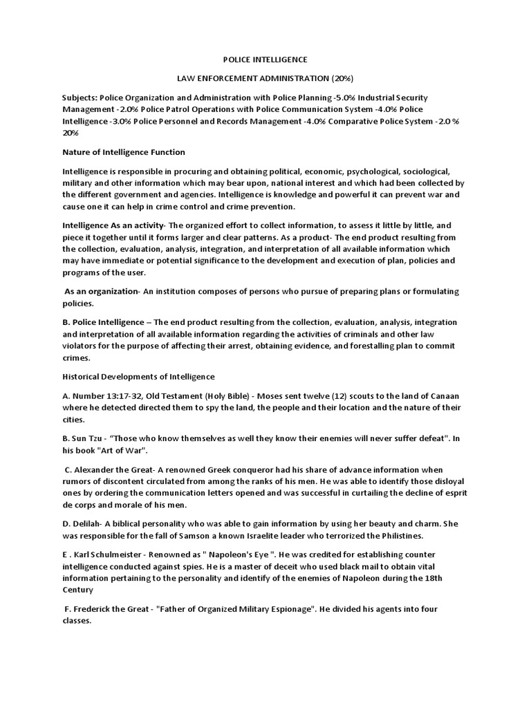 Police Intelligence | PDF | Counterintelligence | Espionage