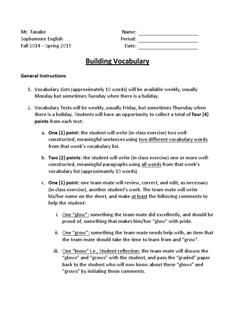 Building Vocabulary Instructions | PDF | Language Arts & Discipline