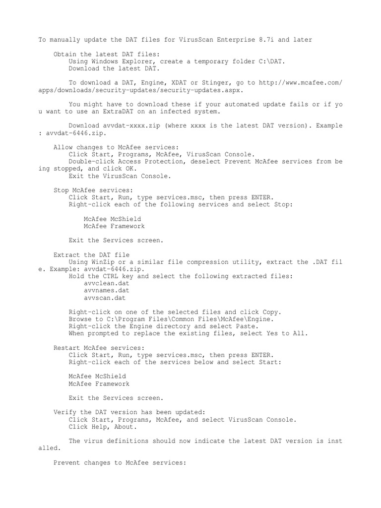 Manual Update of McAfee DAT Files | PDF | Antivirus Software | Zip ...