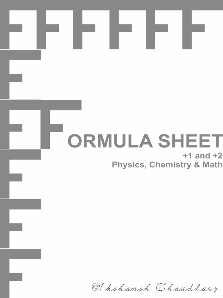 1 And 2 Pcm Formula Sheet Pdf