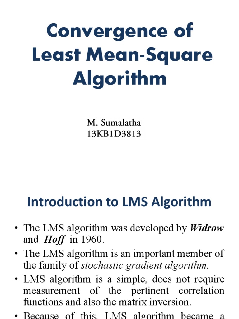 LMS Algorithm Convergence Explained | PDF | Applied Mathematics ...