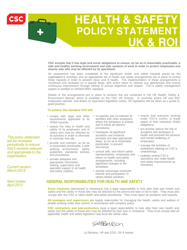 HSE Policy | PDF | Occupational Safety And Health | Safety