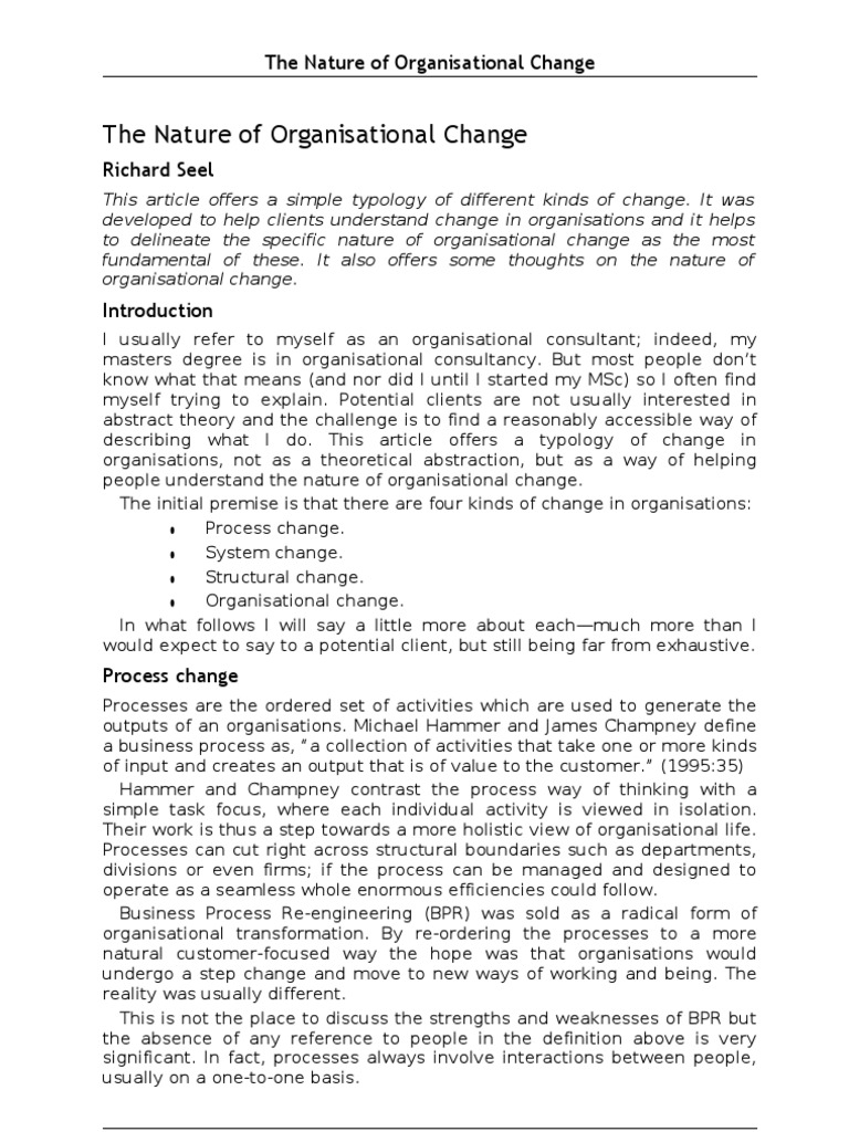 The Nature of Organisational Change | PDF | Business Process | Emergence
