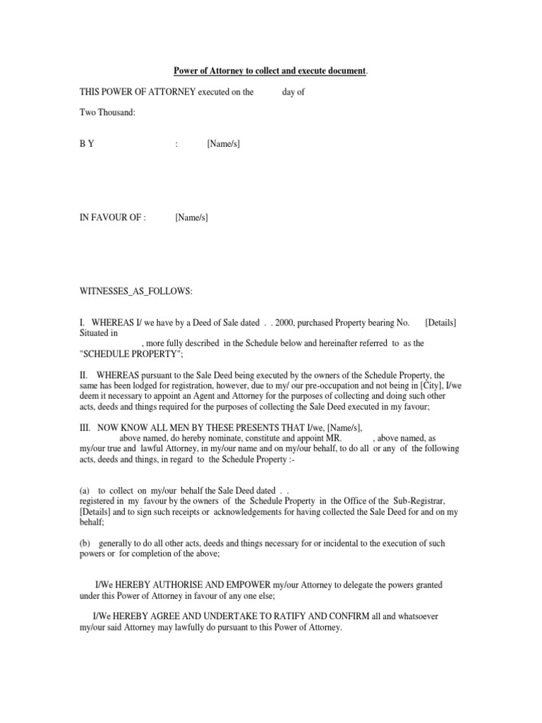 Power of Attorney Sample | PDF | Power Of Attorney | Lawyer