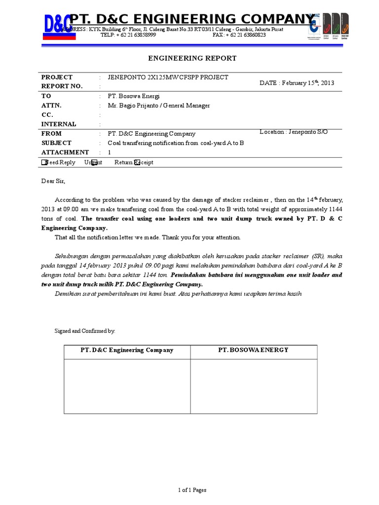 Engineering Report 15feb13 | PDF | Technology & Engineering