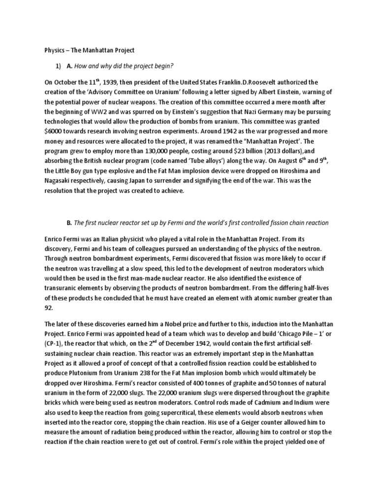 Physics - Manhattan Project | PDF | Nuclear Reactor | Nuclear Fission
