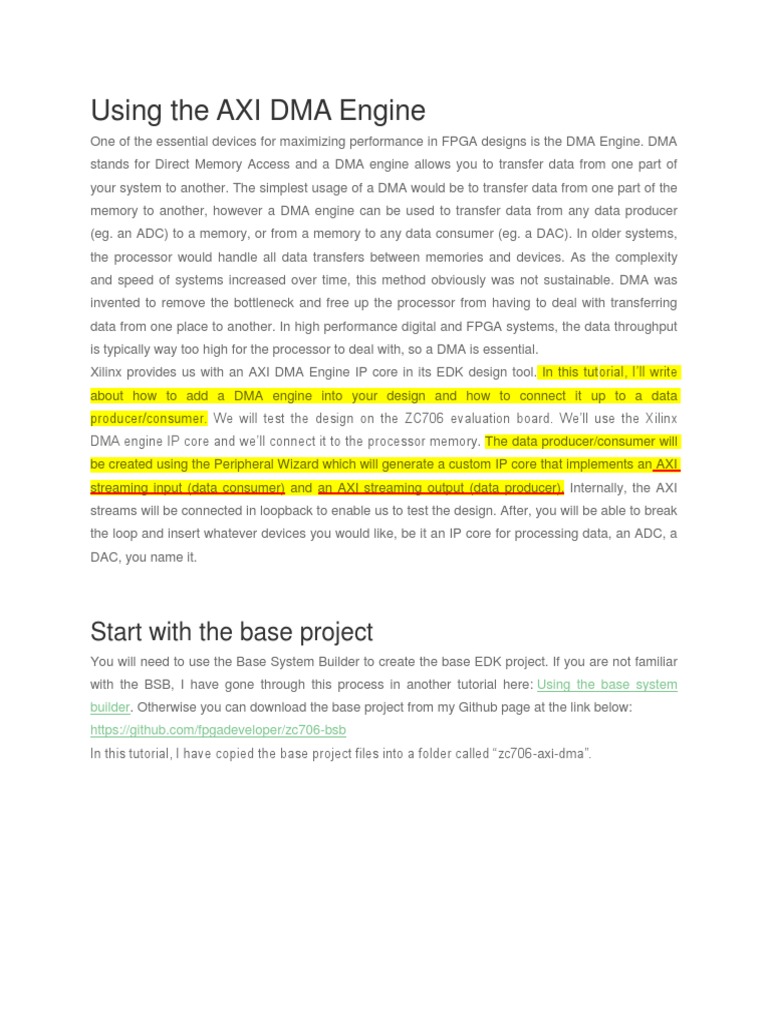 Using The AXI DMA Engine PDF | PDF | Field Programmable Gate Array | Input/Output