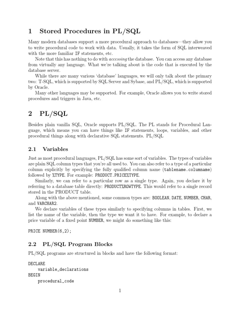 Stored Procedures in PL/SQL | PDF | Parameter (Computer Programming) | Pl/Sql