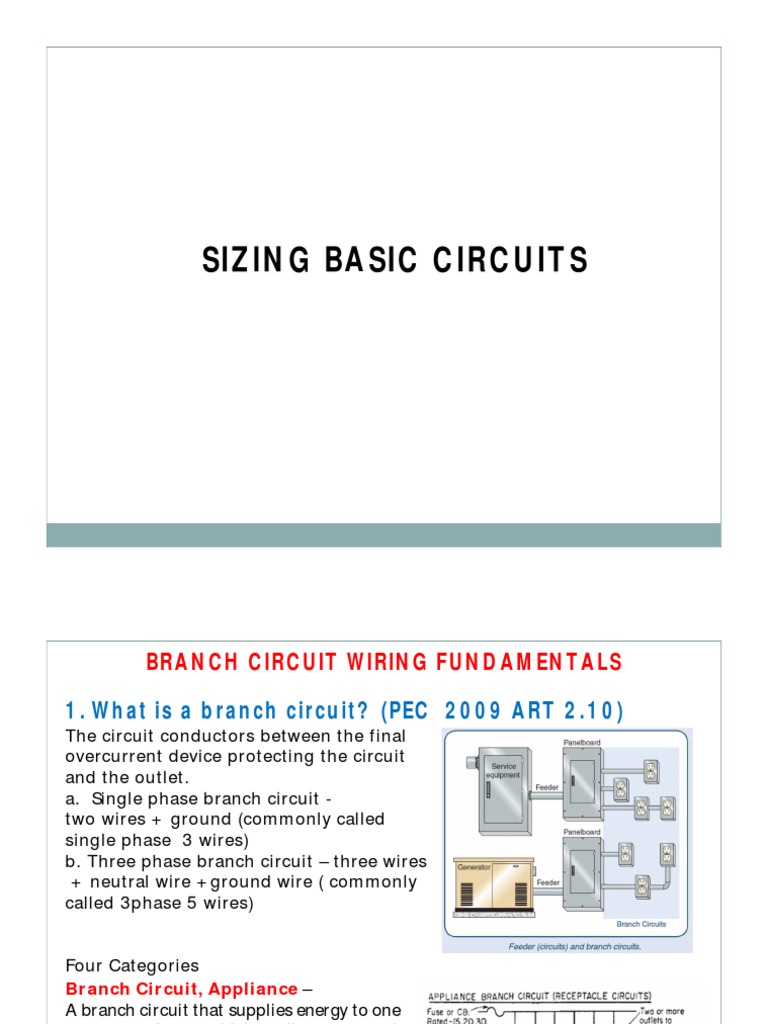 Lecture 3a - Sizing Basic Circuits - Rev2013 | PDF | Electrical Wiring | Electrical Conductor