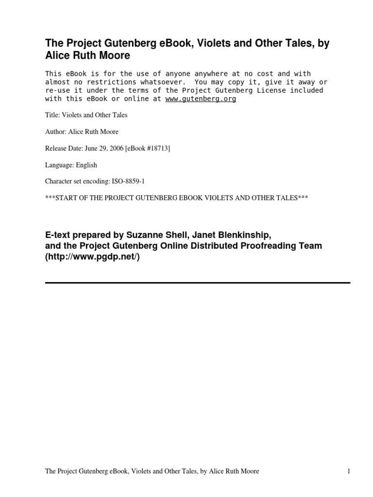 Violets and Other Tales by Dunbar-Nelson, Alice Moore, 1875-1935 | PDF | Project Gutenberg | Nature