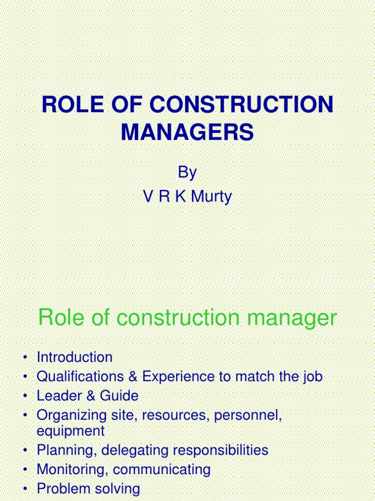 Role of Construction Managers II | Download Free PDF | Construction ...