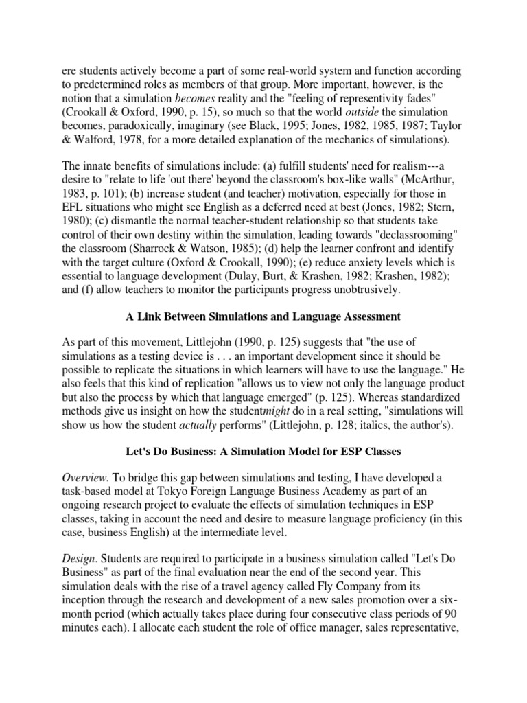 Simulations A Tool For Testing Virtual Reality in The Language ...