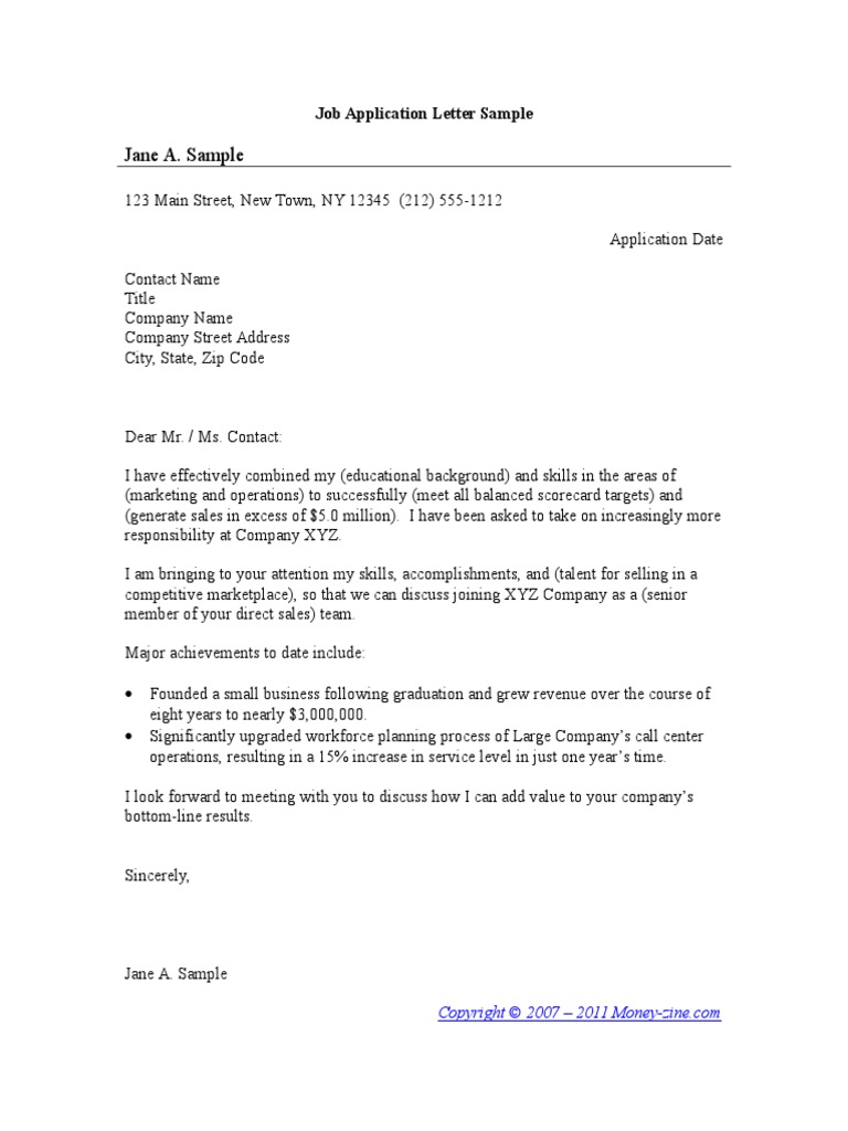 Job Application Letter Sample | PDF
