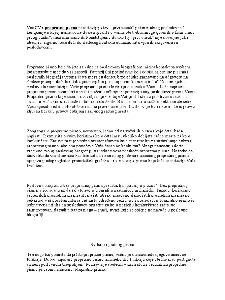 Propratno Pismo | PDF