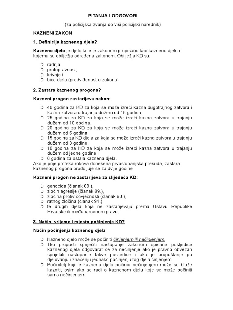 Pitanja I Odgovori Skraćeno Za Sss | PDF