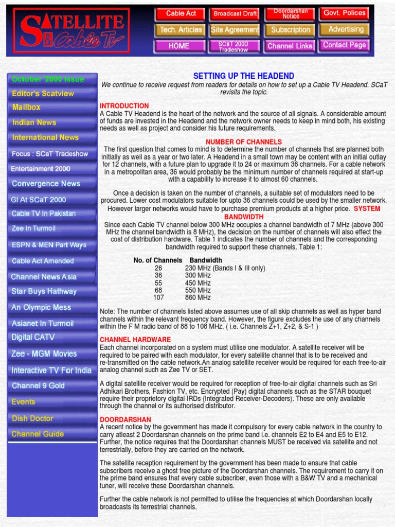 Settingup CATV Headend | PDF | Cable Television | Satellite Television