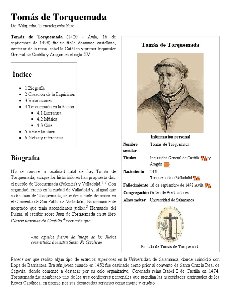 Tomás de Torquemada - Perseguidor de Inocentes | PDF | Tribunales De La ...