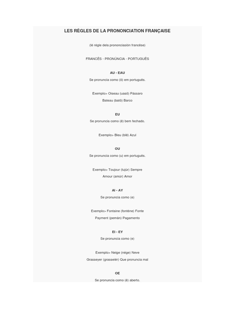 Regras de Pronúncia em Francês | PDF